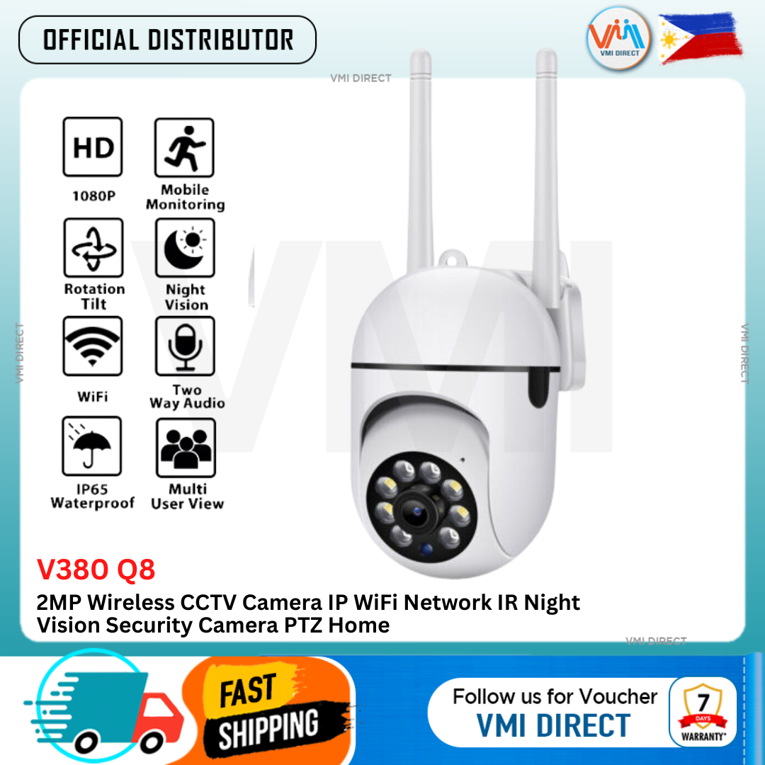 V380 Q8 2MP Wireless CCTV Camera 1080P PTZ IP65 IP WiFi Network IR Nig