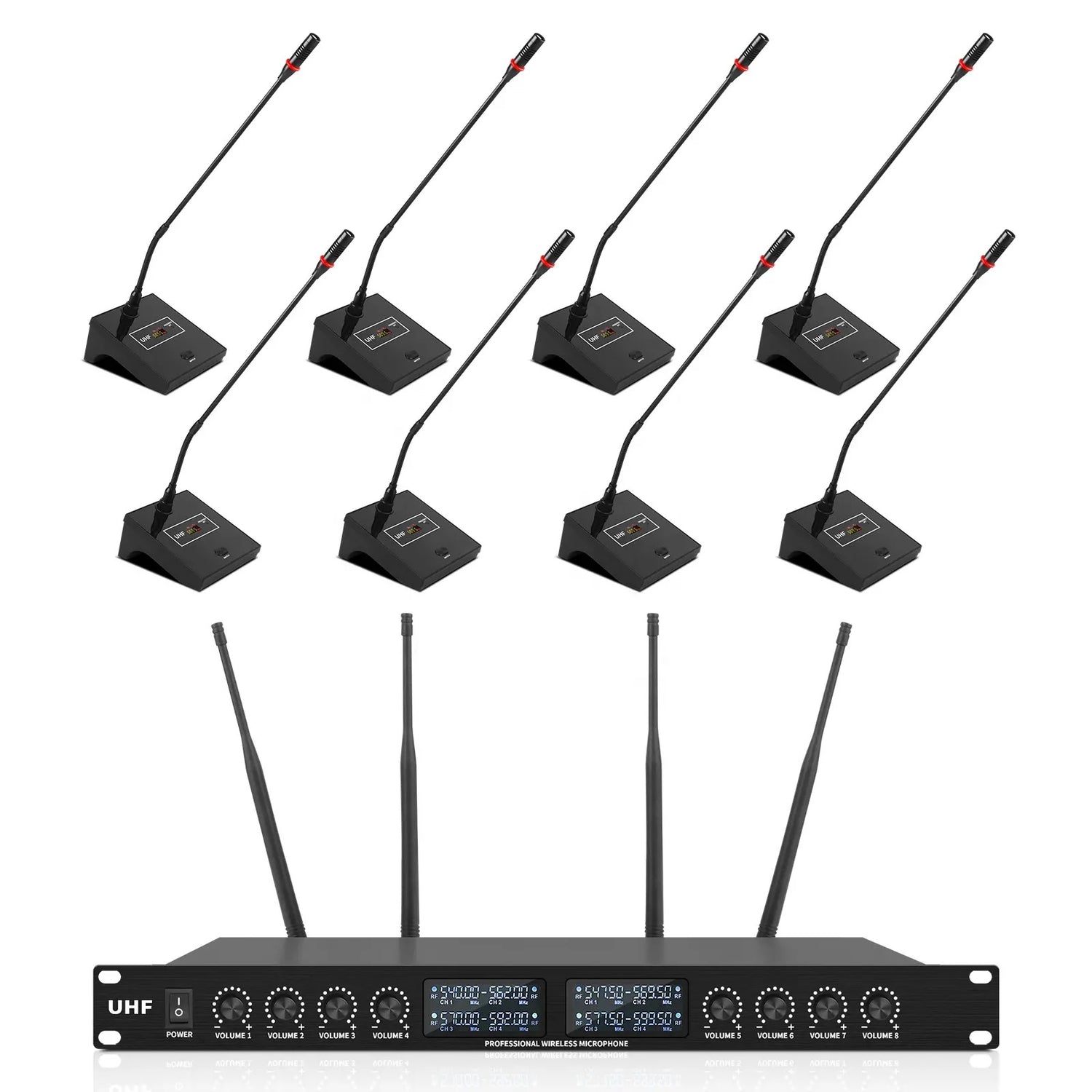 UHF Wireless Conference Microphone System with 8 Transmitters | VMIDirect