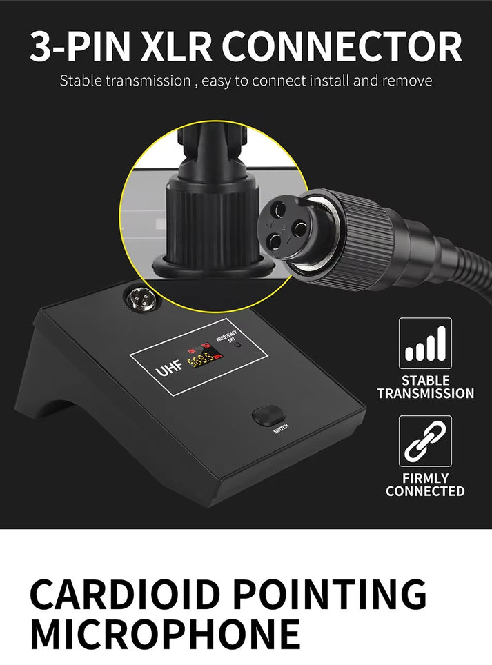 UHF Wireless Conference Microphone System with 8 Transmitters | VMIDirect